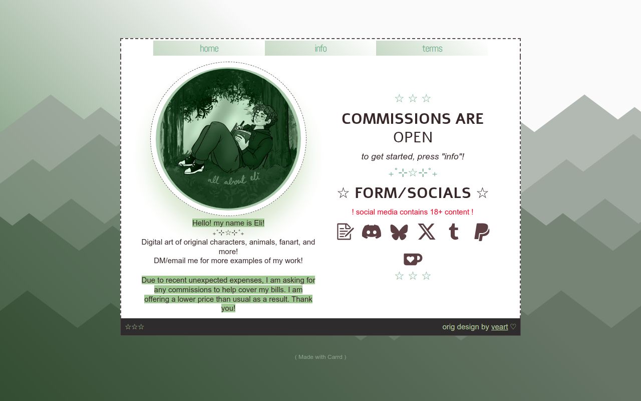 Eli's Commission Card